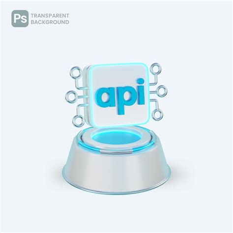 Premium PSD Blue Neon Light Api Icon With Transparent Background