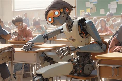 Premium Ai Image A Robot Teacher Teaching A Class Full Of Students