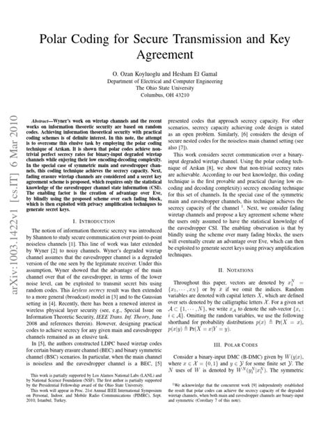 Polar Coding For Secure Transmission And Pdf Applied Mathematics Computer Science