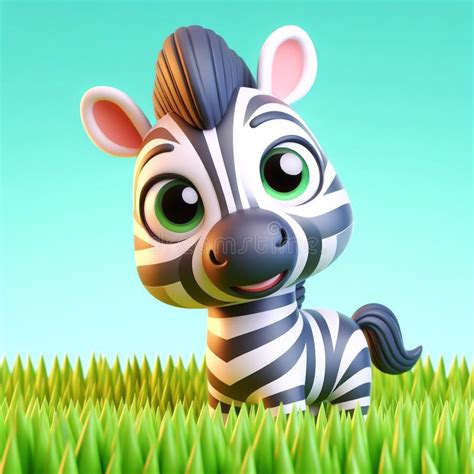3d Funny Zebra Cartoon In The Wild Nature And Wildlife Stock