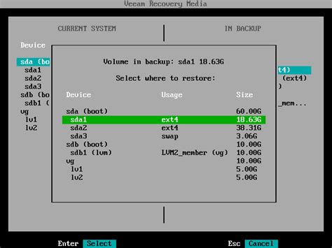 mapping source volume to target volume veeam agent for linux user guide