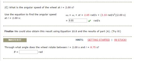 solved a if the angular speed of the wheel is 2 65 rad s