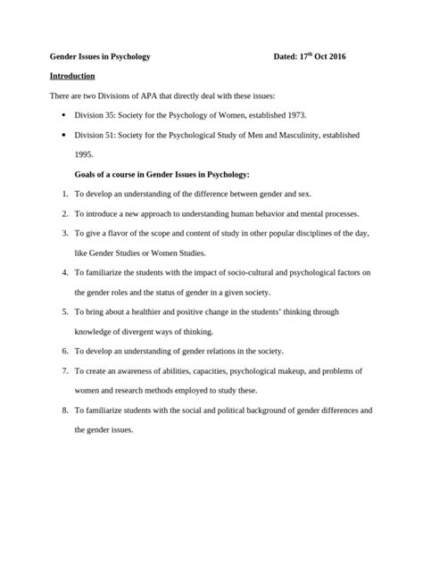 Introduction Ad Scope Of Gender Psychology Pdf Gender Gender Studies