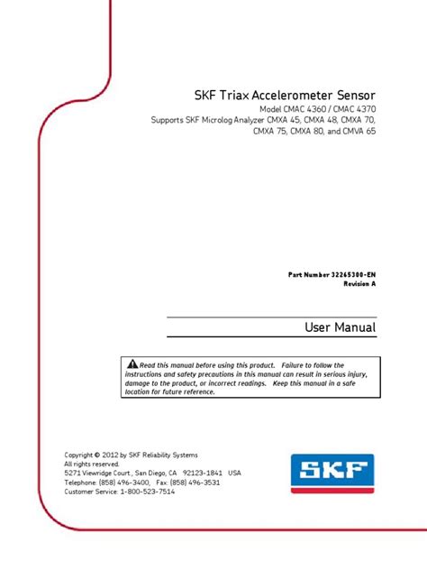 Skf Triax Accelerometer Sensor User Manual Pdf
