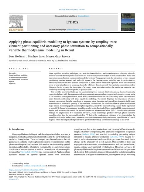 Pdf Applying Phase Equilibria Modelling To Igneous Systems By