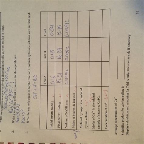 Solved Write An Equilibrium Equation For The Dissolution Of