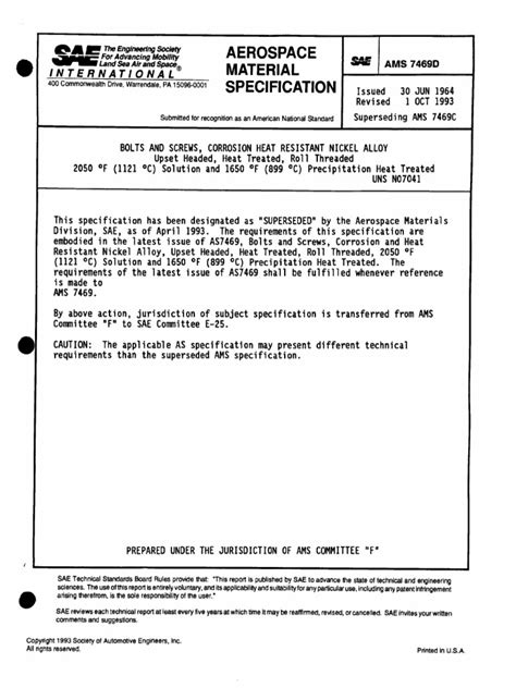 Ams 7469d Specification Overview Pdf Screw
