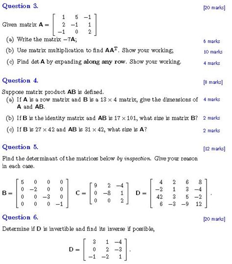 Solved Given Matrix A A Write The Matrix 7a B Use