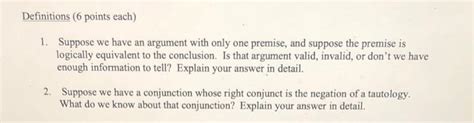 Solved Definitions 6 Points Each 1 Suppose We Have An