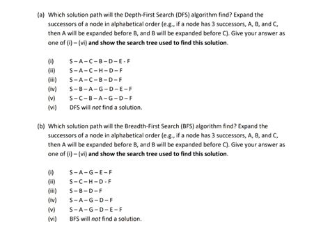 Solved A Which Solution Path Will The Depth First Search