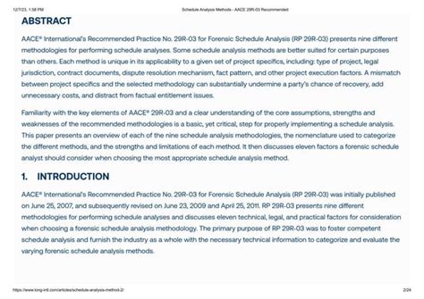 Schedule Analysis Methods Aace 29r 03 Recommended Pdf Law