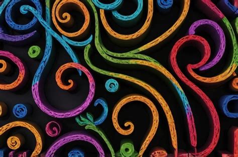 A Colorful Design Of The Spirals Is Shown In A Black Background Premium Ai Generated Image