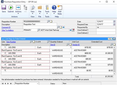 Dynamics Gp Essentials Purchase Requisition To Purchase Order Incorrect Line Item Description
