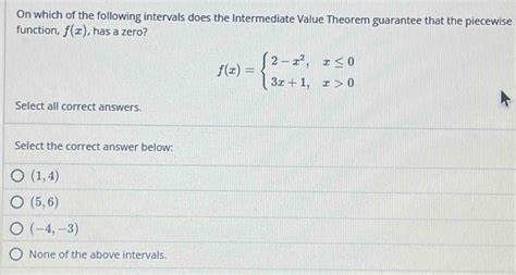 solved on which of the following intervals does the intermediate value
