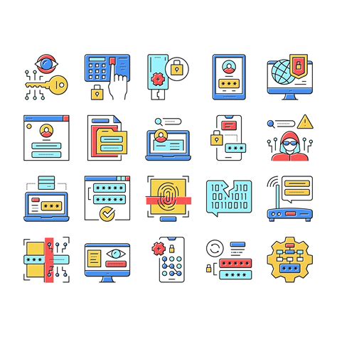 Password Protection Collection Icons Set Vector Illustration 19576463