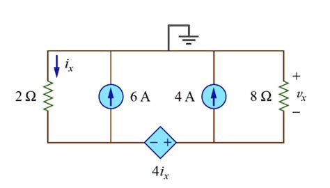 solved calculate the value of vx and ix of the electrical circuit