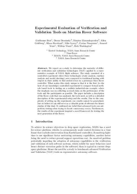 Pdf Experimental Evaluation Of Verification And Validation Tools On
