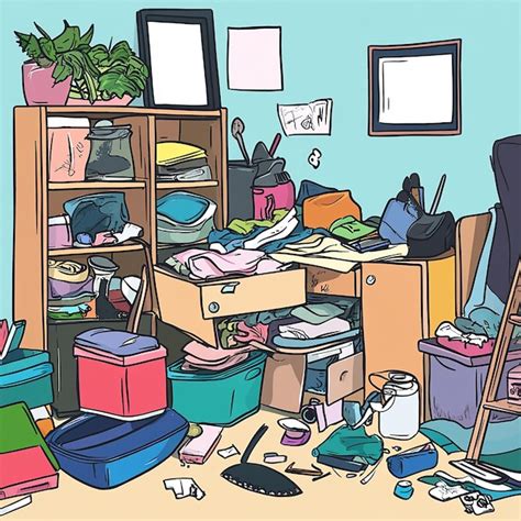 Cartoon Of Cleaning And Decluttering Premium Ai Generated Image