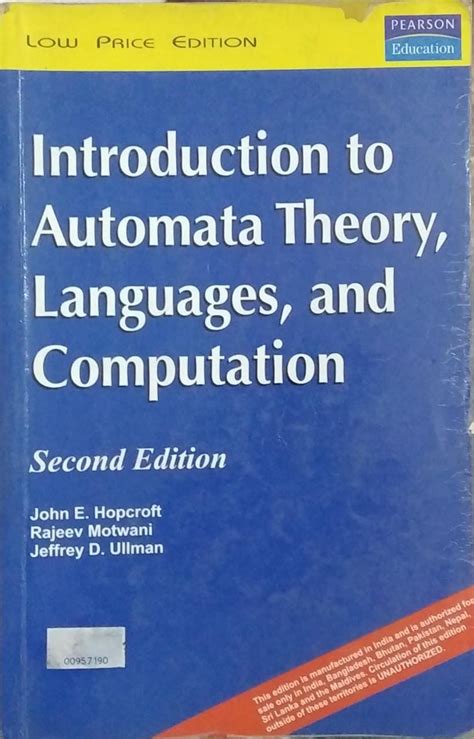 Buy Introduction To Automata Theory Languages And Computation By John E Hopcroft