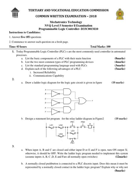 tvec model paper programmable logic controller pdf programmable