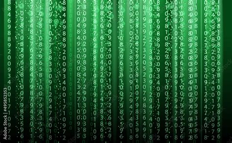Technology Abstract Background Matrix Style Green Color Falling Numbers Digital Binary Data