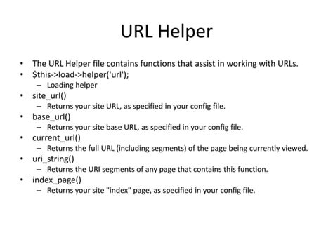 CodeIgniter Helper Functions PPTX
