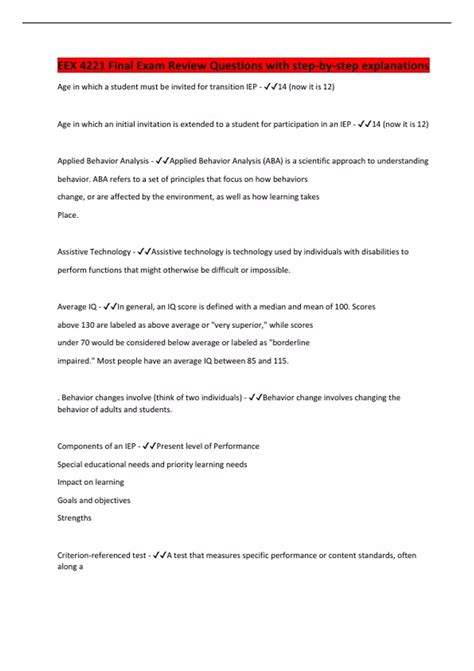 Eex 4221 Final Exam Review Questions With Step By Step Explanations Eex 4221 Stuvia Us