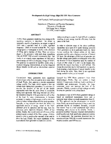 Pdf Development Of A High Voltage High Prf Pfn Marx Generator