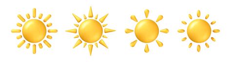 사실적인 3d 태양 아이콘 고립 된 여름 태양 물체 광선이 있는 벡터 빛나는 별 기호입니다 맑고 화창한 날과 뜨거운 온도 일기 예보 위젯 모바일 앱 Ui 날씨 디자인 응용