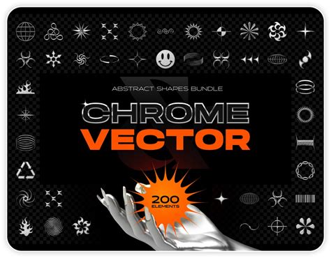 Chrome And Vector Abstract Shapes Bundle 200 Geometric Design Elements Etsy