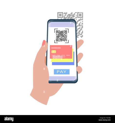 Qr Code Payment Hand Holding Smartphone To Use The App To Pay With Qr Code Illustration Stock