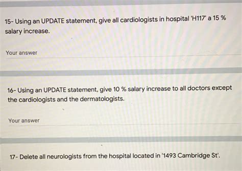 Solved Database Tables Are Hospital HospitalNo Name Chegg