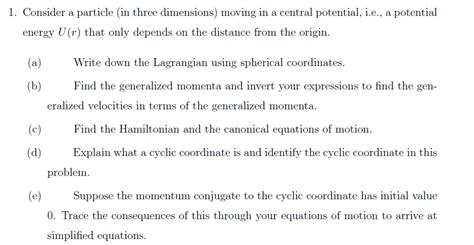 solved 1 consider a particle in three dimensions moving