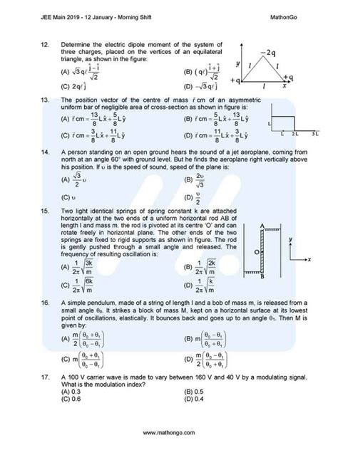 JEE Main Question Paper With Answer Keys Th Jan Morning MathonGo