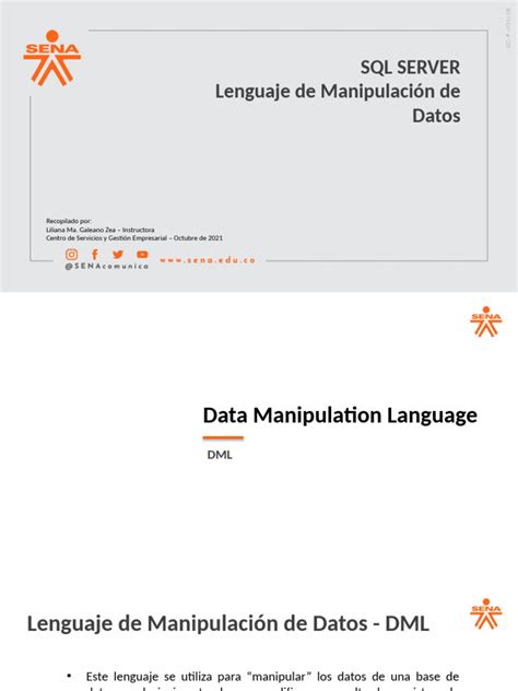 Manipulacion Datos Sql Dml Pdf Sql Programación De Computadoras