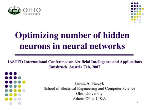 ppt optimizing number of hidden neurons in neural networks powerpoint