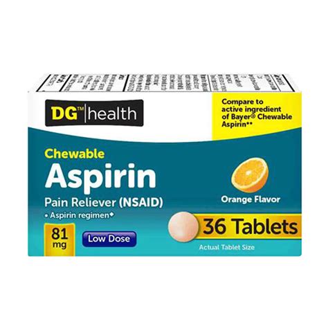 Buy Dg Health Chewable Aspirin Tablets Orange 36 Ct From Dollar General Instore