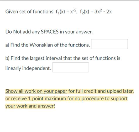solved given set of functions f1 x x−2 f2 x 3x2−2x do not