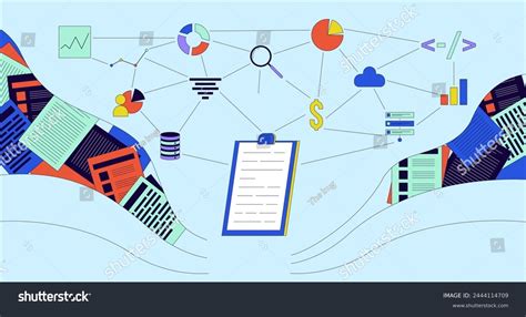 Database Management 2d Linear Illustration Concept Stock Vector