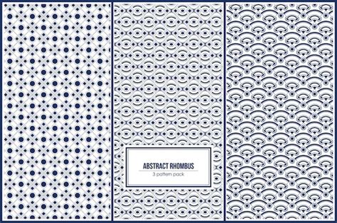 Premium Vector Three Pattern Pack Of Blue Abstract Rhombus