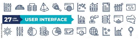 set of thin line user interface icons outline icons such as box plot