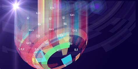 빅 데이터 어두운 배경의 색상 사각형과 점에서 투명한 구가 있는 추상적 그림입니다 구성 구 와이어 프레임 기술 뉴스 또는 지구 추상 배너 흐린 컬러 라인 효과와 글로브