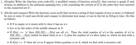 solved 1 graphs write the function prim order g a