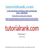 CYB 130 Week 4 Python LAB 5 19 Driving Costs Functions Docx CYB 130 Week 4 Python LAB 5 19