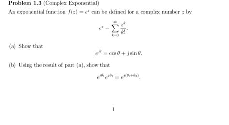 Solved An Exponential Function F Z E Z Can Be Defined Chegg