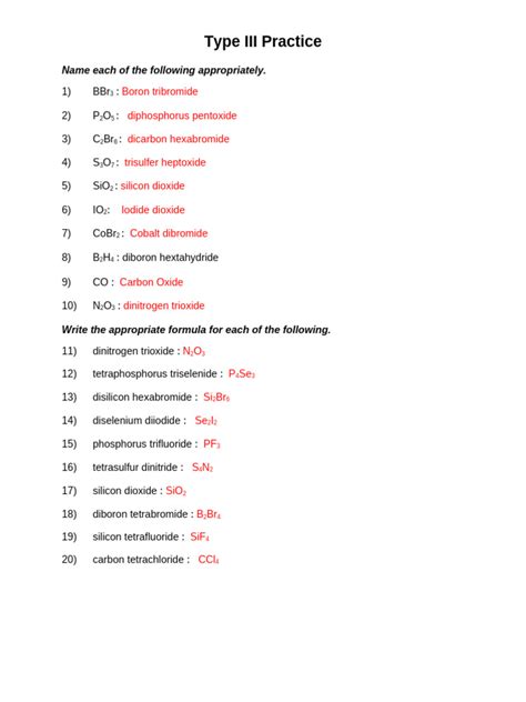 Type Iii Binary Compounds Practice Pdf