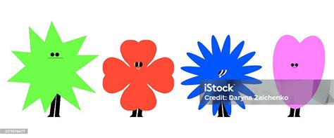 귀여운 얼굴 감정을 가진 기하학적 모양의 캐릭터 유치원의 유치원을 위한 재미있는 만화 기하학 그림 0명에 대한 스톡 벡터 아트 및 기타 이미지 Istock