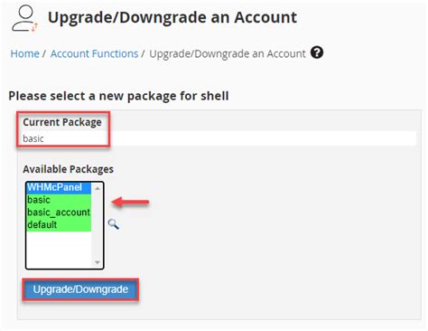 How To Switch The Package Of A CPanel Account WHUK