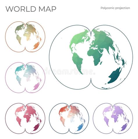 Low Poly World Map Set Stock Vector Illustration Of Land 174014637