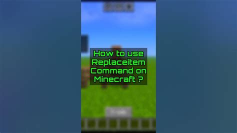 Minecraft Replaceitem Command Tutorial Bedrock Commandblock Youtube